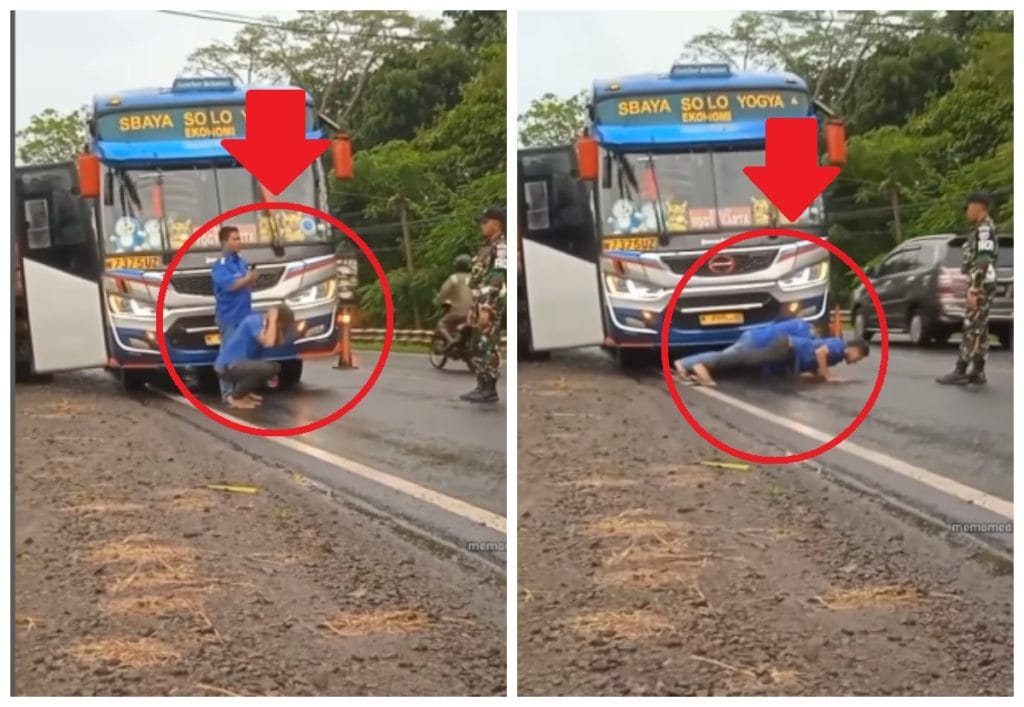 VIRAL NGAKAK! Supir Bus Dihukum Angota TNI Push Up di Pinggir Jalan ...