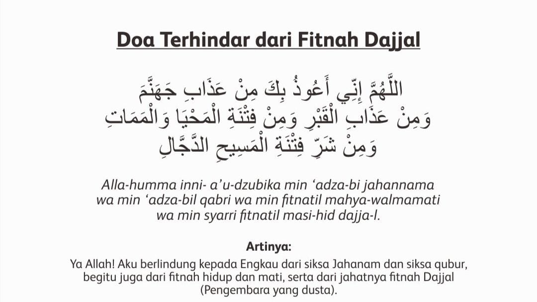 Doa Tahiyat Awal dan Akhir Serta Minta Dijauhkan dari Fitnah Dajjal ...